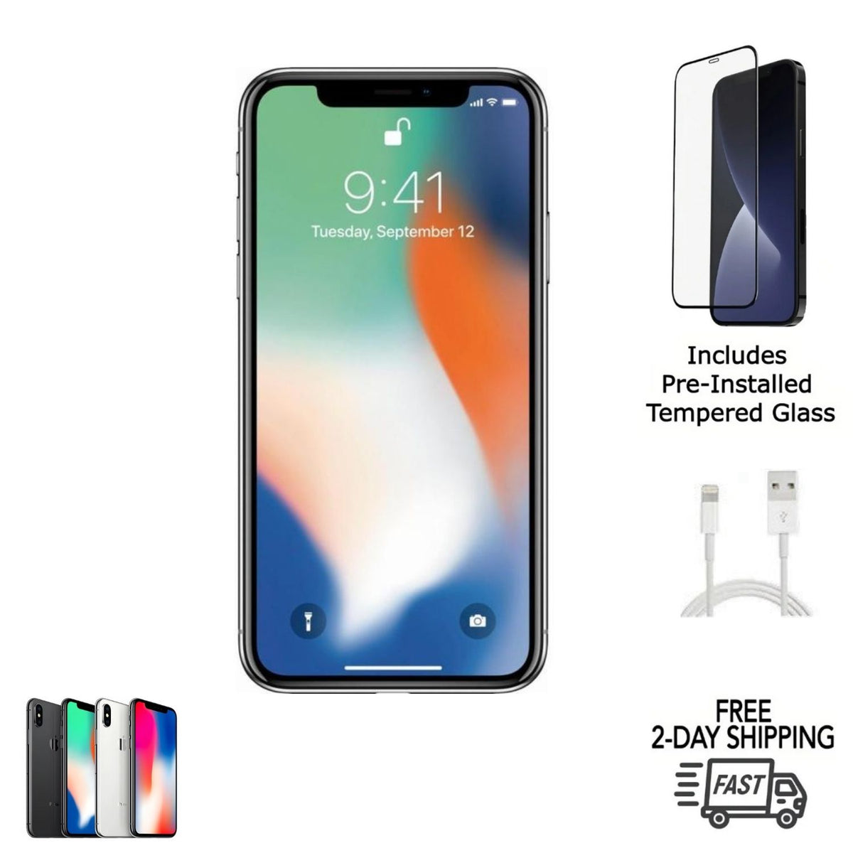 Refurbished iPhone X | Unlocked | Bundle with Screen Protector ...